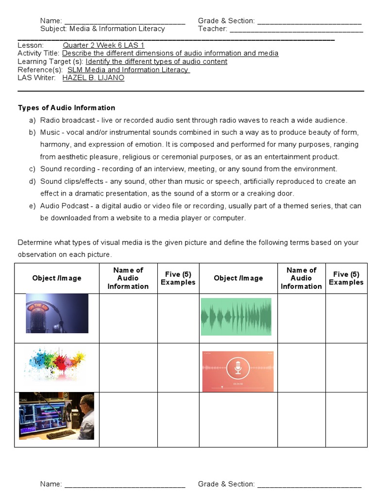 MIL Module 6 LAS | PDF | Mass Media | Sound