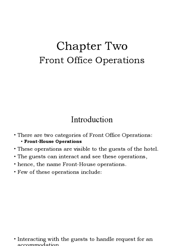 Front Office Managment I Chapter Two | PDF | Hotel | Voucher Front Office Managment I Chapter Two | PDF | Hotel | Voucher