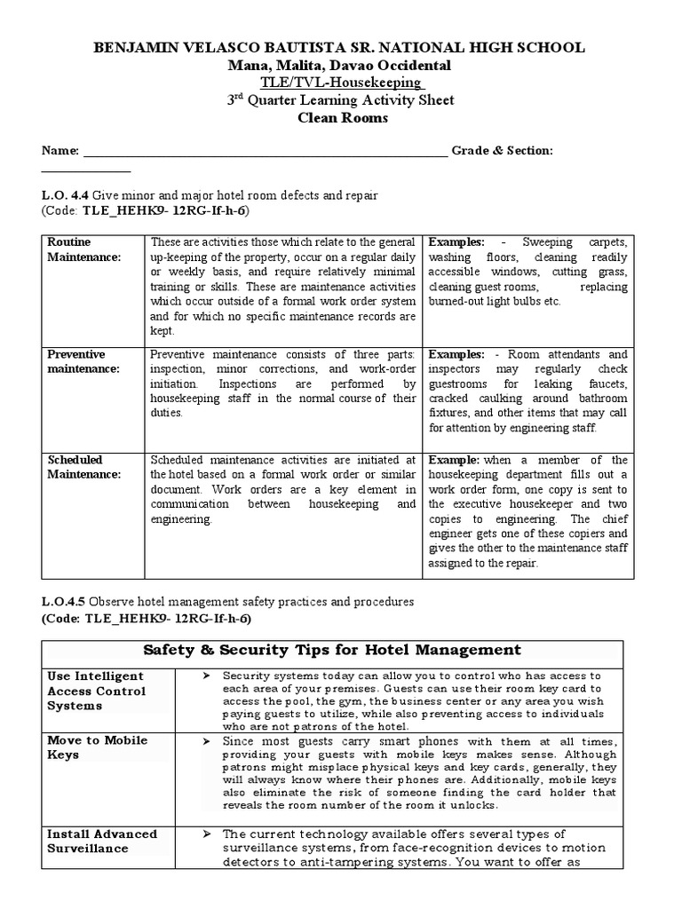 Housekeeping 3rd QRTR Las | PDF | Security Alarm | Surveillance