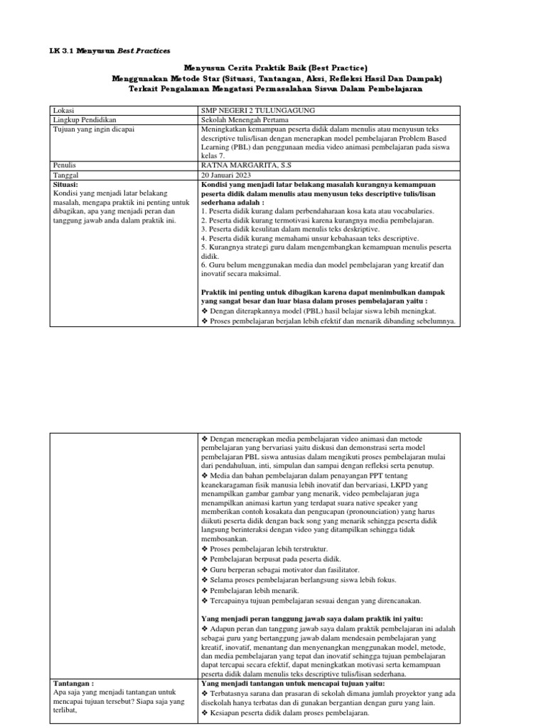 LK 3.1 Menyusun Best Practices | PDF LK 3.1 Menyusun Best Practices | PDF
