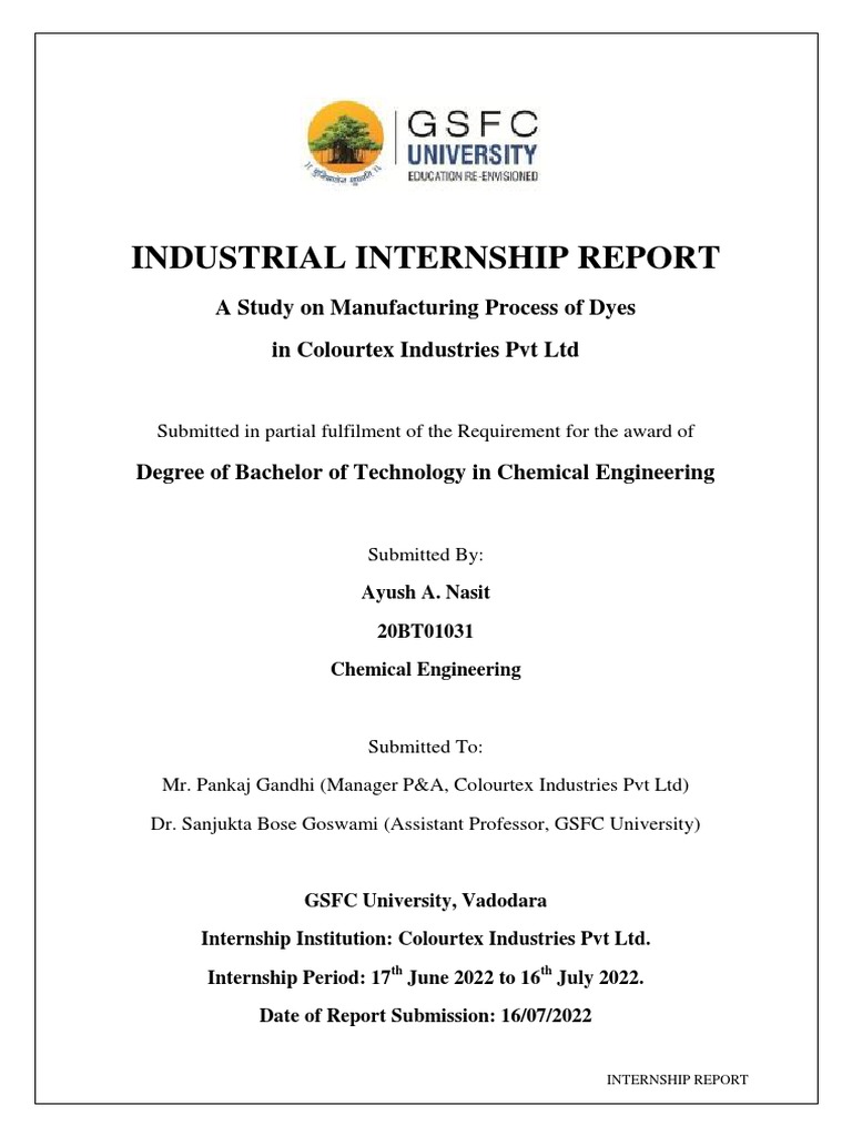 Internship Report Collage | PDF | Pump | Dye