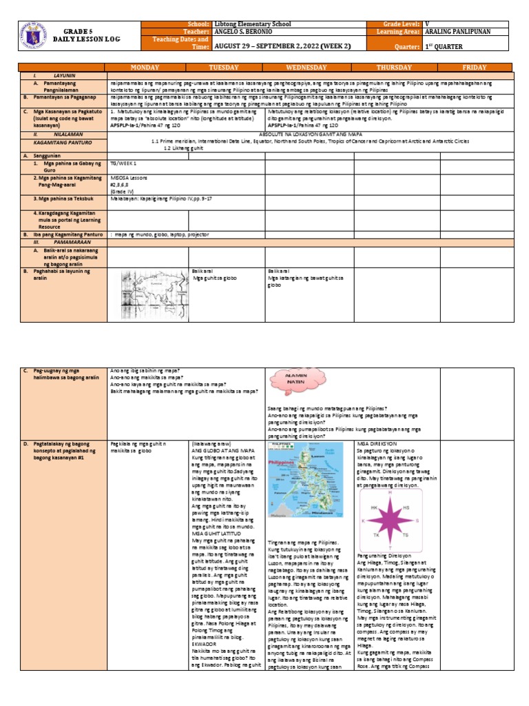 DLL - Araling Panlipunan 5 - Q1 - W1 | PDF