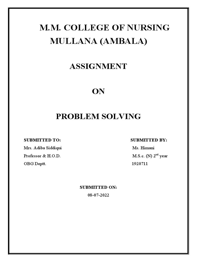 Problem Solving | PDF | Nursing | Informed Consent