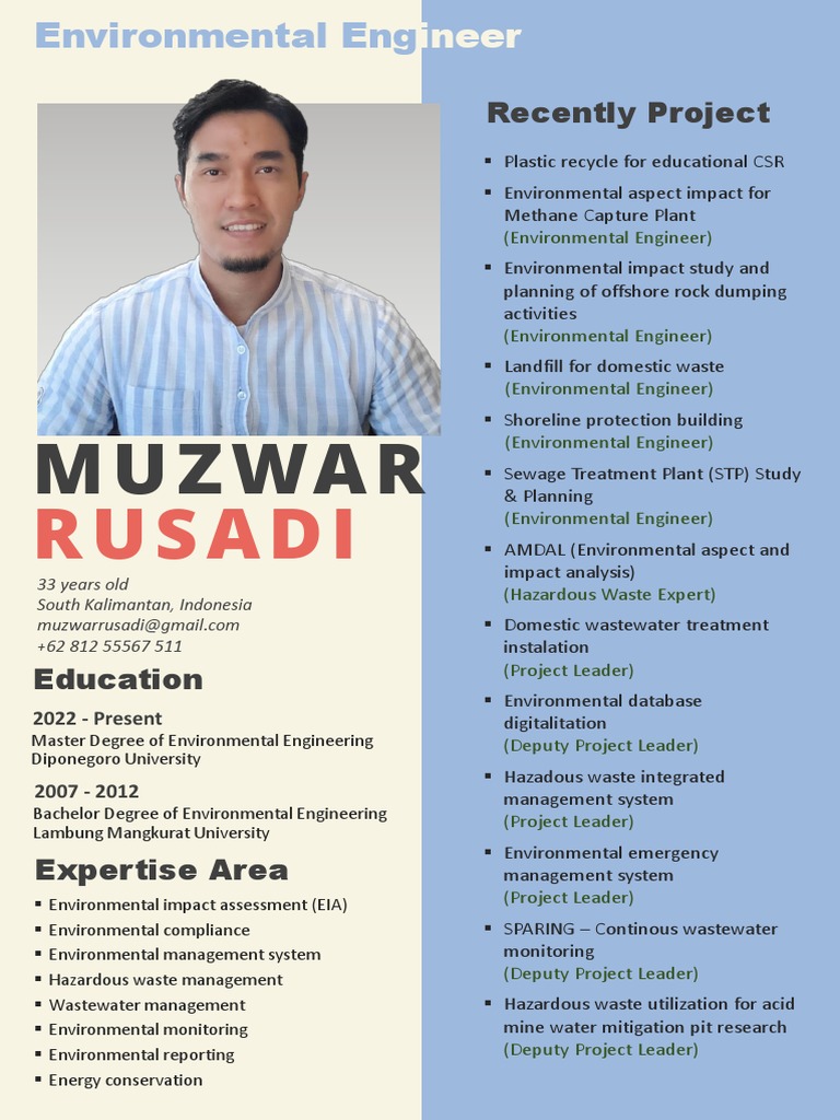 Environmental Engineer - Muzwar Rusadi | PDF | Environmental ...