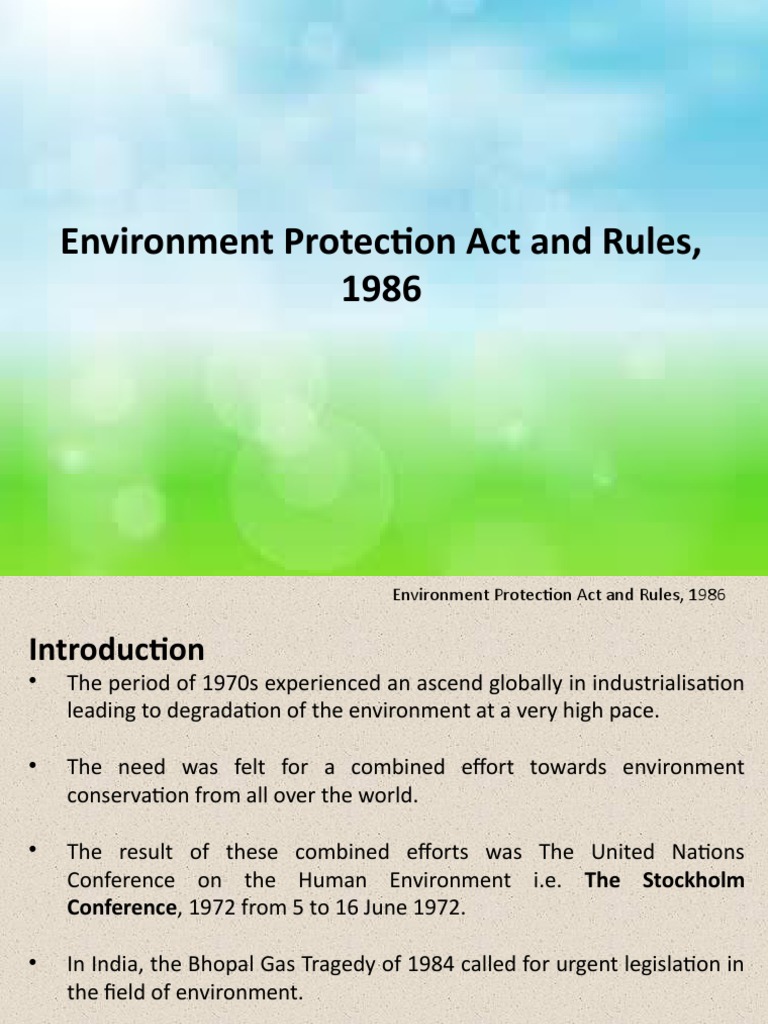 The Environment Protection Act - 1986 | Download Free PDF ...