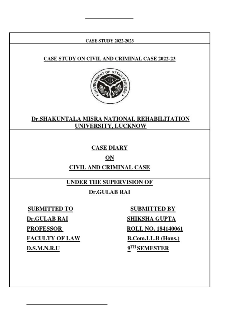 Case Study On Civil and Criminal Case 2022 | PDF | Thorax | Prosecutor