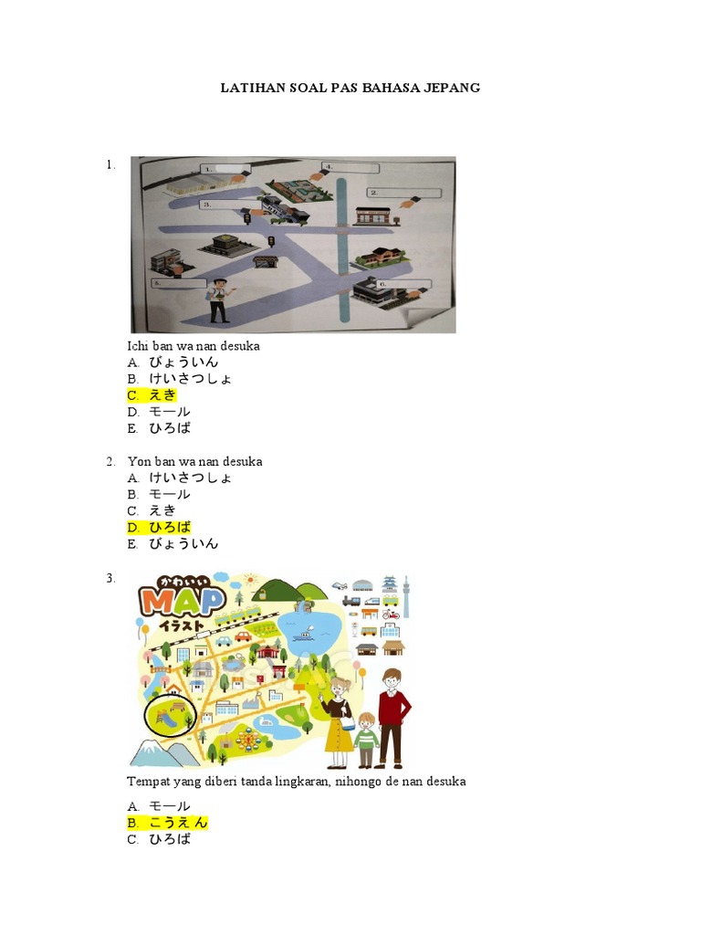 Latihan Soal Pas Bahasa Jepang | PDF