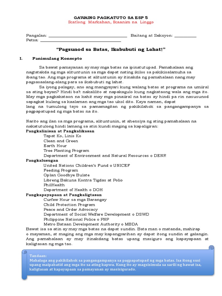 Las Esp 5 Q3 W6 | PDF