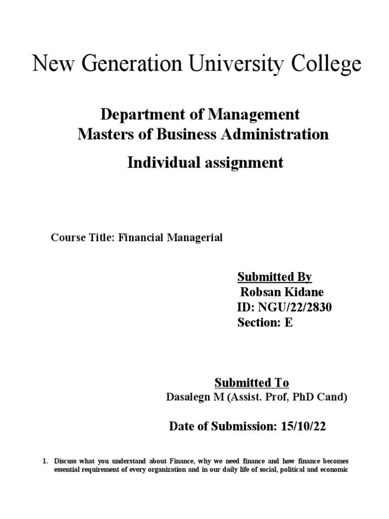 Individual Assignment of FM | PDF | Dividend | Capital Asset Pricing Model
