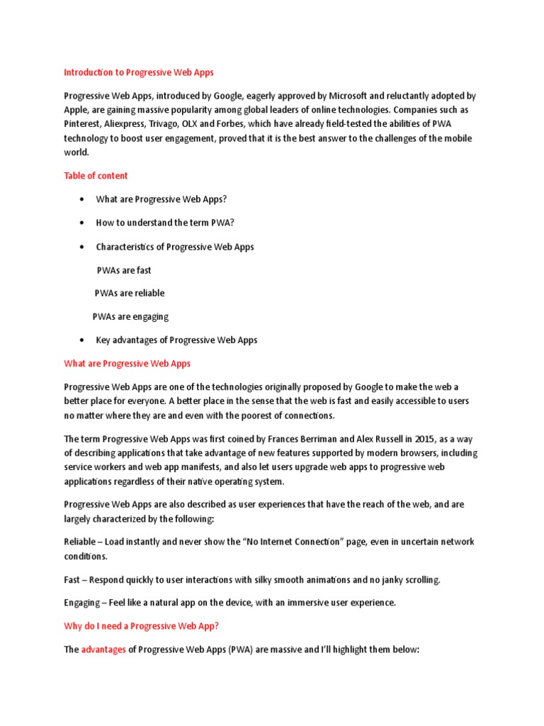 Progressive Web App | PDF | World Wide Web | Internet & Web