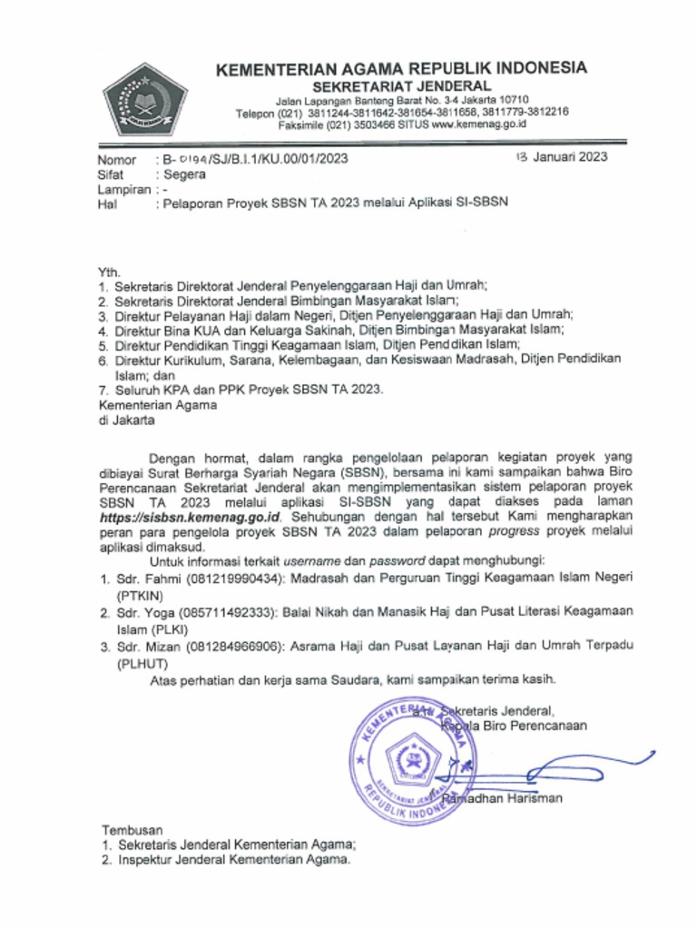 Pelaporan Proyek SBSN TA 2023 Melalui Aplikasi SI SBSN | PDF