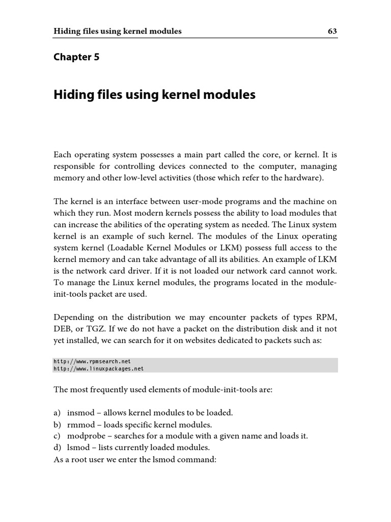 Hiding Files Using Kernel Modules | Download Free PDF | Computer ...