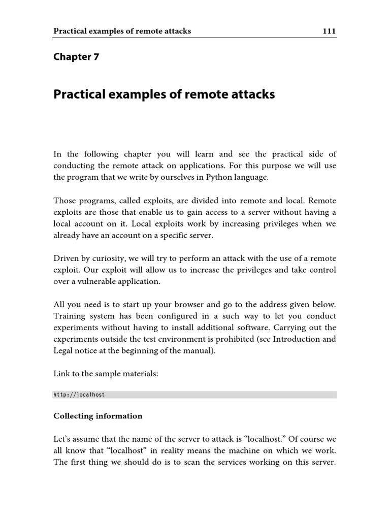 Practical Examples of Remote Attacks | PDF | File Transfer Protocol | Scripting Language