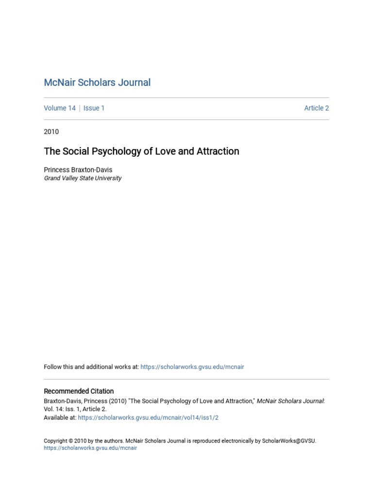 The Social Psychology of Love and Attraction | PDF | Romance (Love ...
