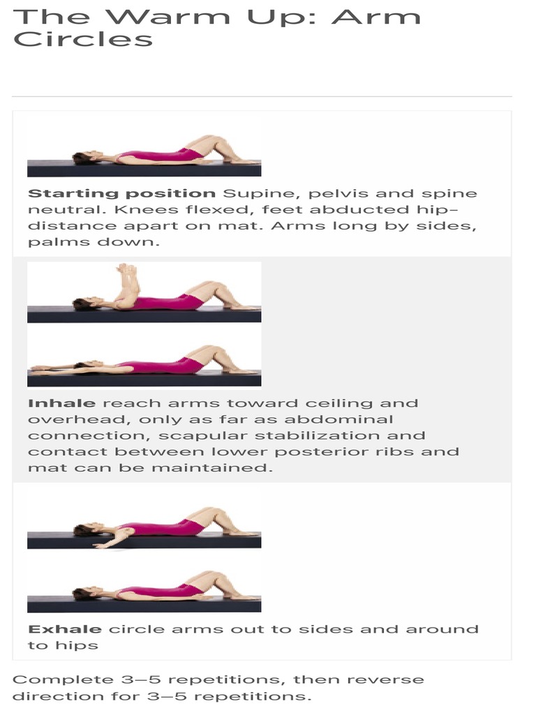 STOTT PILATES Warm Up Arm Circles Merrithew® | PDF | Anatomical Terms ...