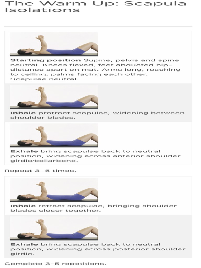 STOTT PILATES Warm Up Scapula Isolations Merrithew® | PDF | Anatomical ...