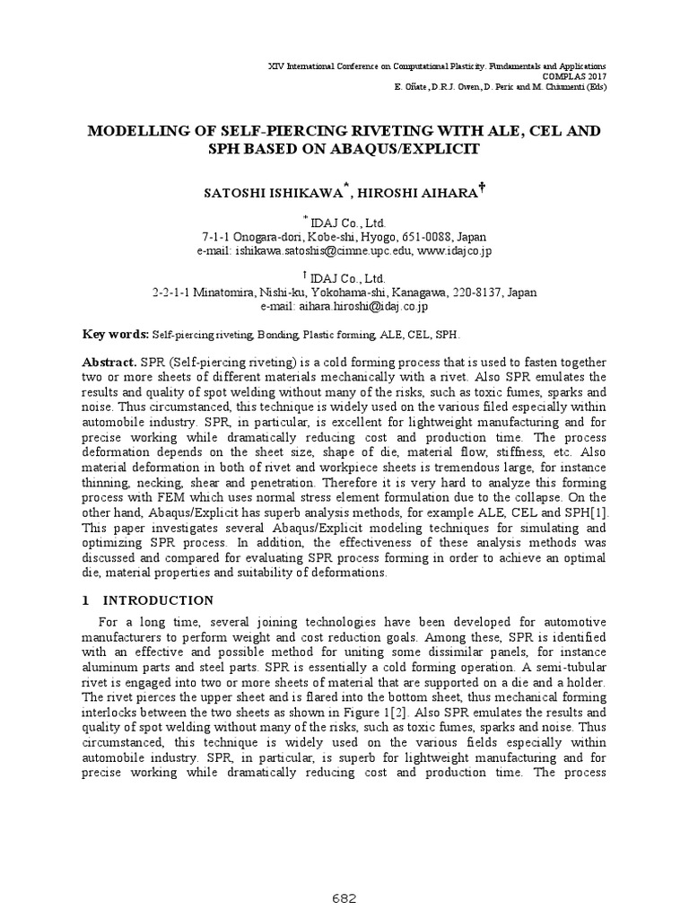 COMPLAS2017-63 - Modelling of Self-Piercing Riveting | PDF | Sheet ...