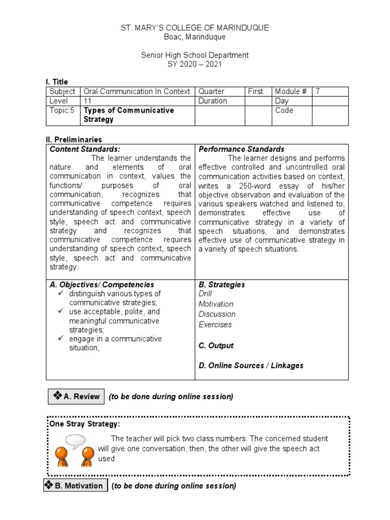Q1 Module 7 - Topic7 - Communicative Strategy | PDF | Conversation ...