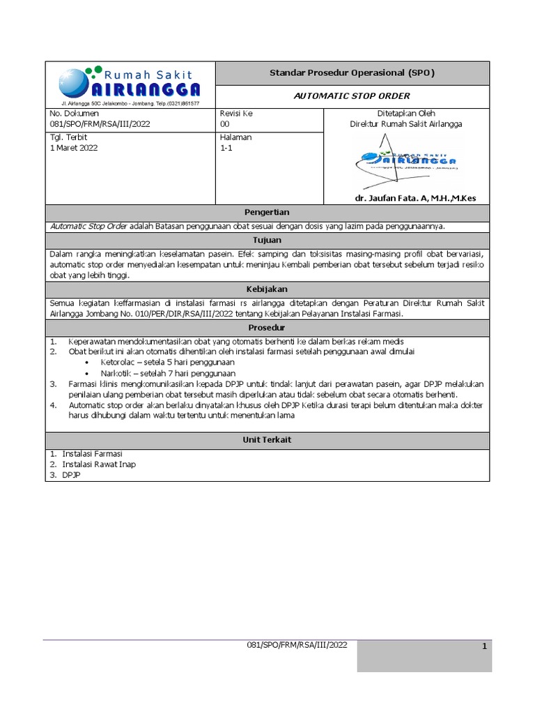 Automatic Stop Order | PDF