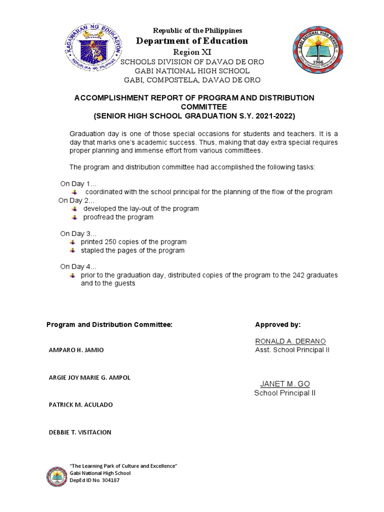 Accomplishment Report Program Committee | PDF
