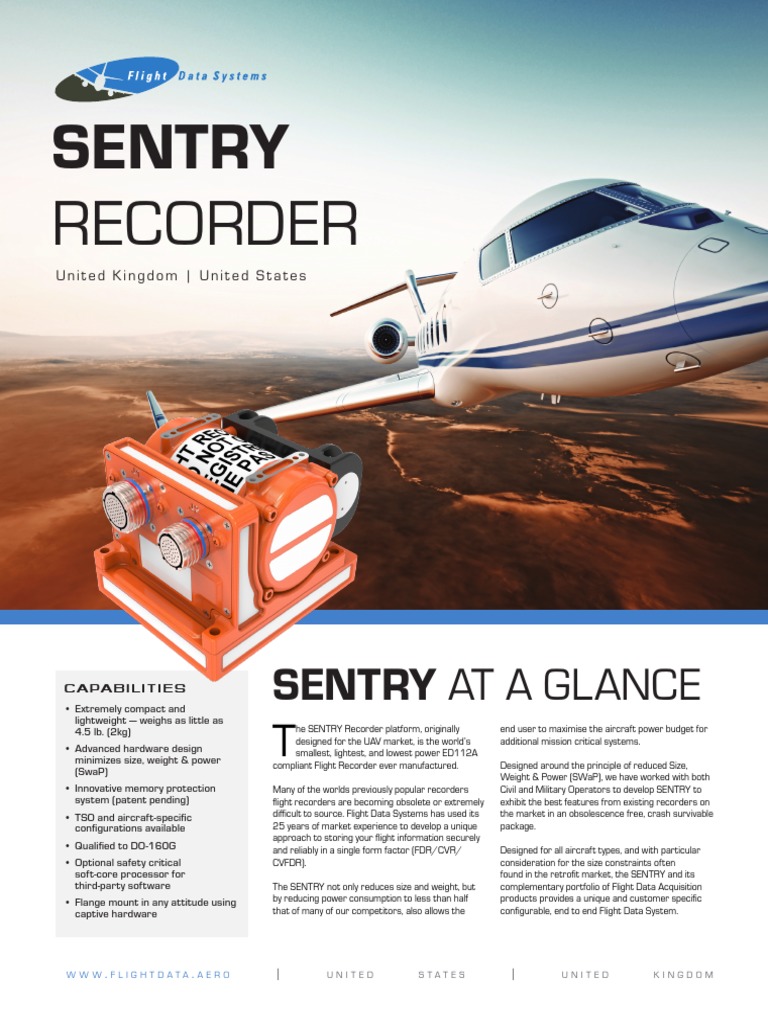 SENTRY Flight Data Recorder Overview | PDF | Flight Recorder | Manufactured Goods
