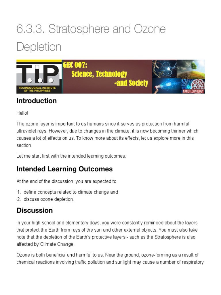 Ozone Depletion for Students | PDF | Ozone Depletion | Atmosphere Of Earth