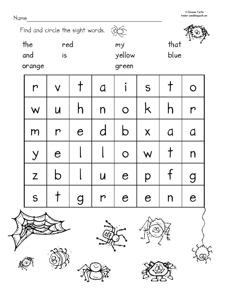 Spider Sight Word Find | PDF