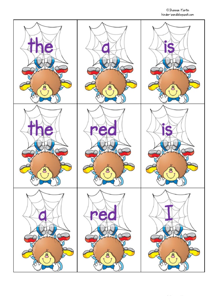 Spider Sight Word Memory | PDF