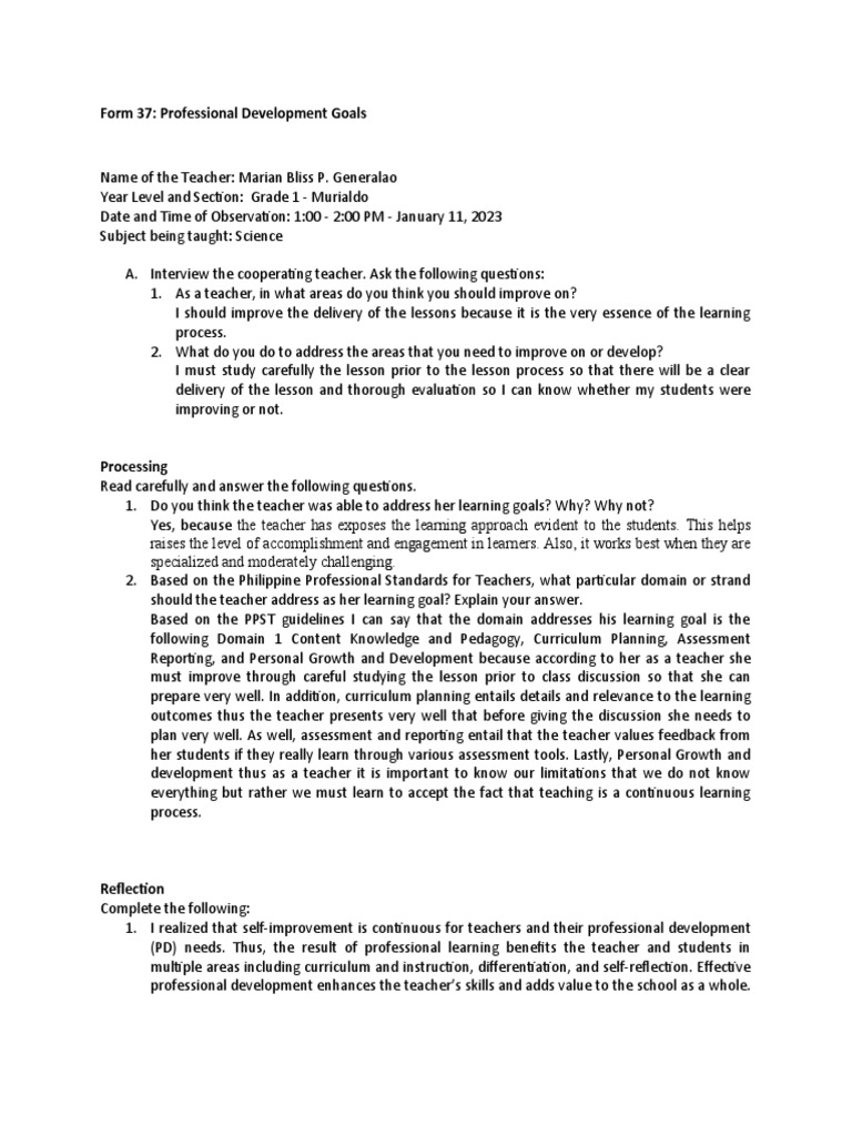 Form 37 | PDF | Teachers | Learning