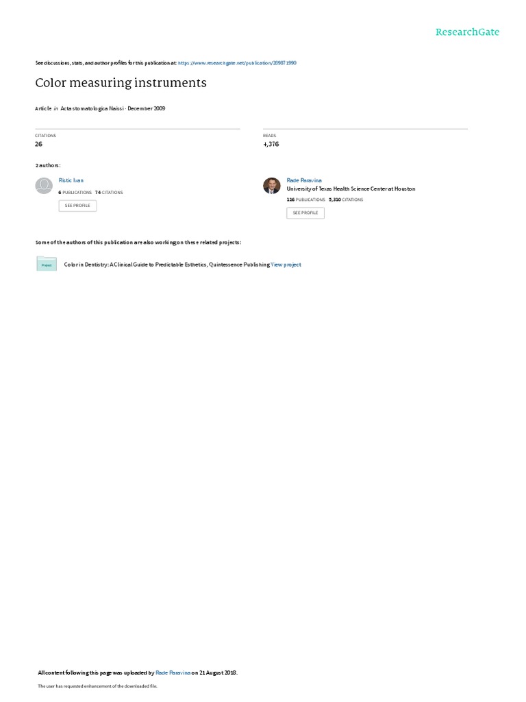 Color Measuring Instruments | PDF | Dentistry | Rgb Color Model