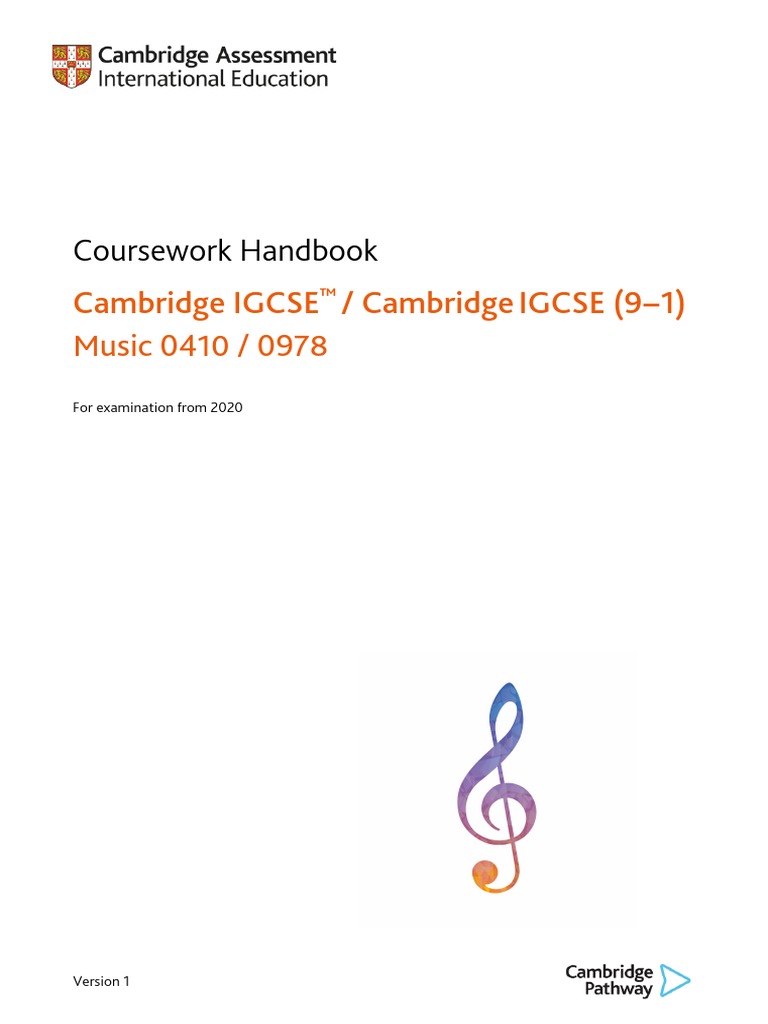 Coursework Handbook: Cambridge IGCSE / Cambridge IGCSE (9 1) Music 0410 / 0978 | PDF | Musical ...