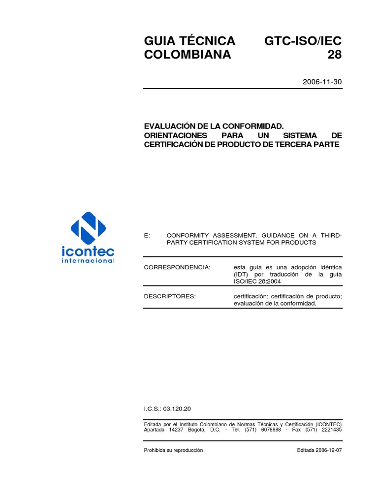 Guía de Certificación de Productos GTC-ISO/IEC | PDF | Organización ...