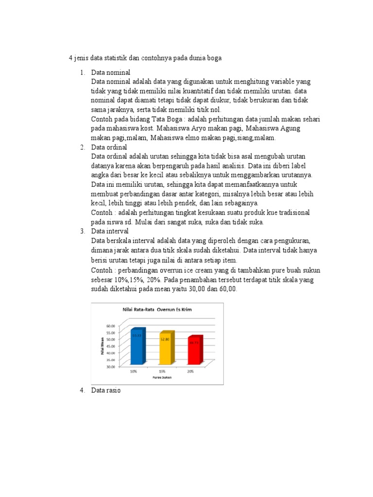 4 Jenis Data Statistik Dan Contohnya Pada Dunia Boga | PDF