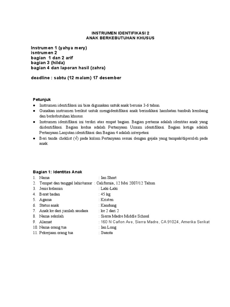 Instrumen Identifikasi 2 | PDF