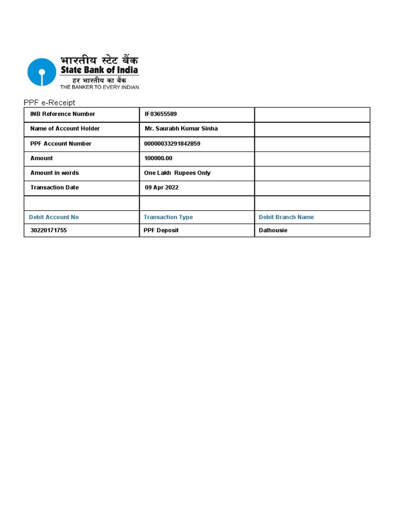 PPF e-Receipt for April 2022 Transaction | PDF | Career & Growth