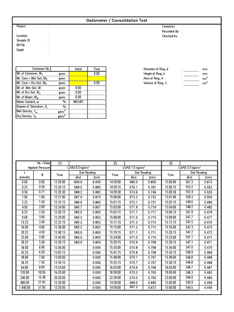 CONSO | PDF | Density | Geotechnical Engineering