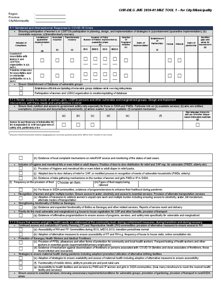 CHR-DILG JMC 2020-01 M&E Tool 1 | PDF | Violence Against Women | Health ...