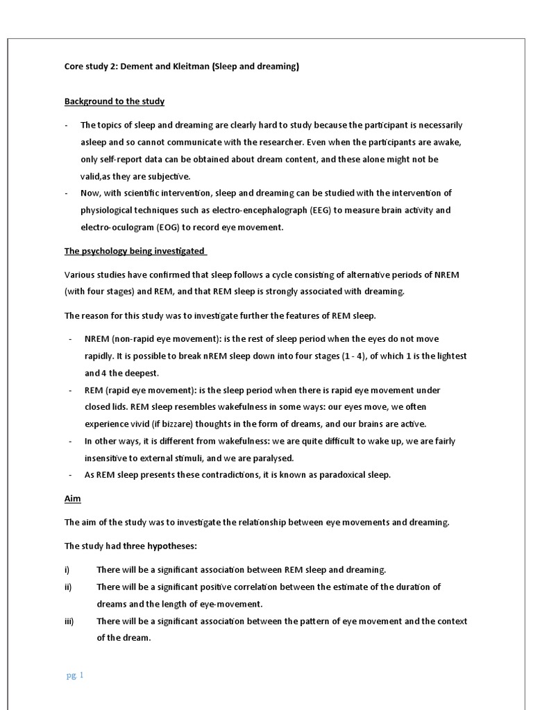 Dement - Kleitman (1957) Sleep and Dreaming | PDF | Sleep | Rapid Eye ...