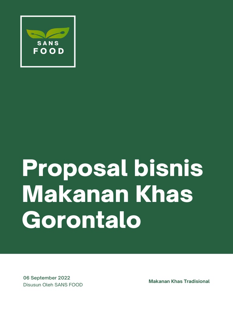 Proposal Bisnis Makanan Khas Gorontalo Lemet | PDF