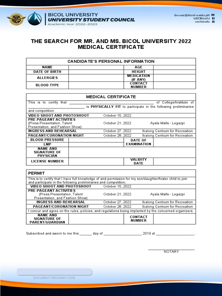 2022 MMBU Form 2 Medical Certificate | PDF | Health Sciences | Medicine