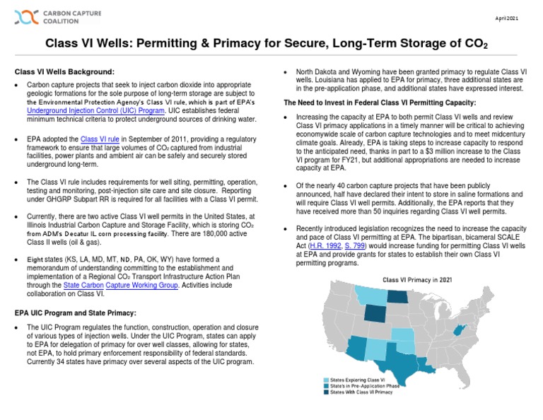 Class VI Backgrounder - 2021 | PDF | Carbon Capture And Storage ...