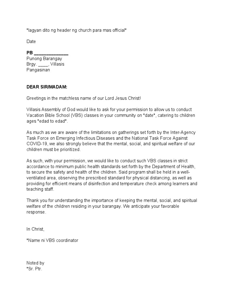 VBS Letter | PDF