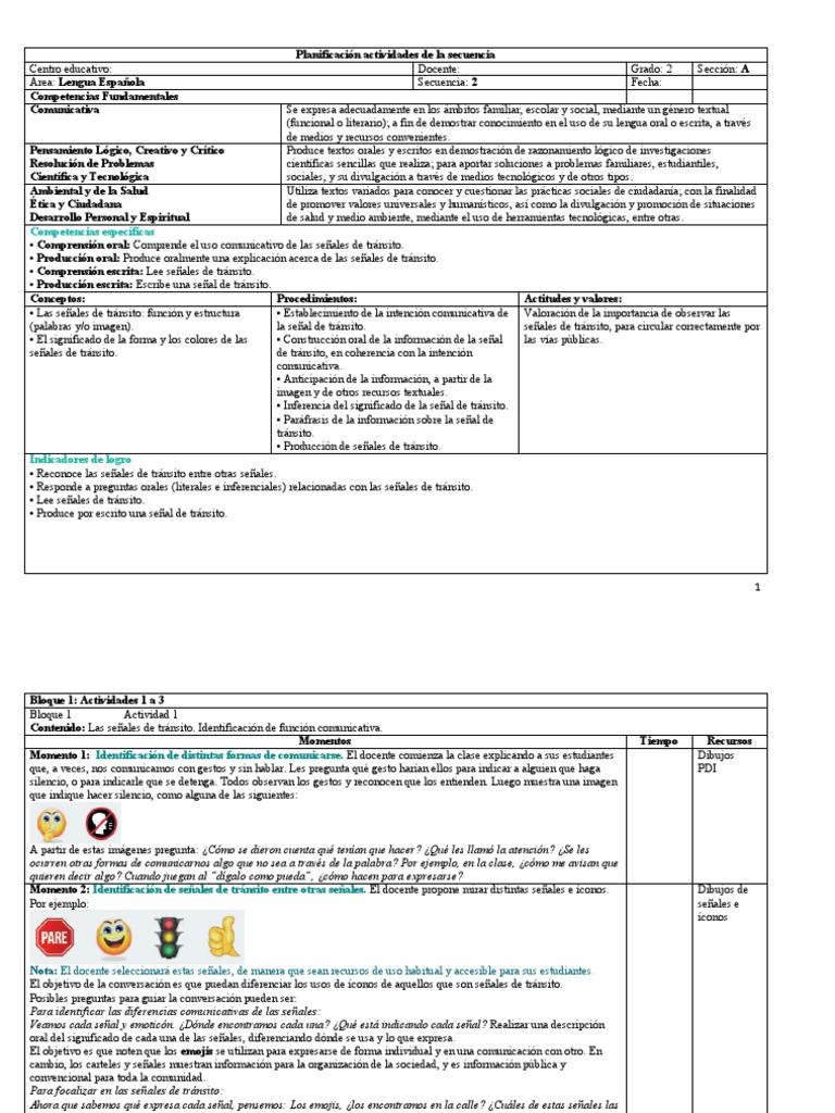 2da Secuencia de Lengua Española de 2do Grado Con Base | PDF
