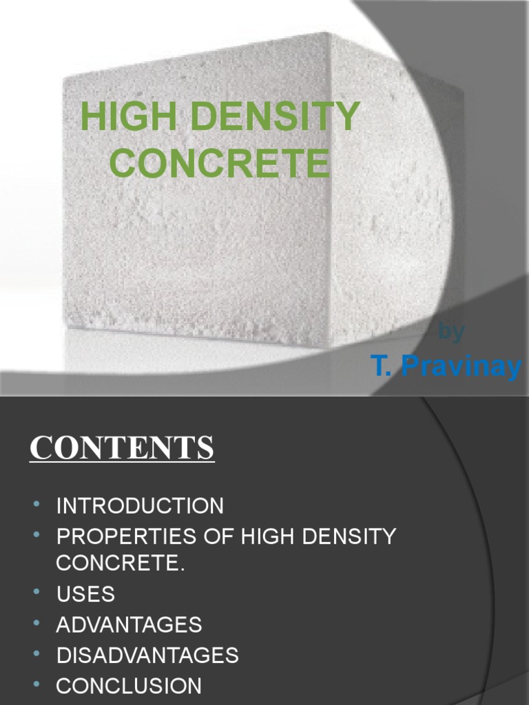 High Density Concrete: Properties & Uses | PDF