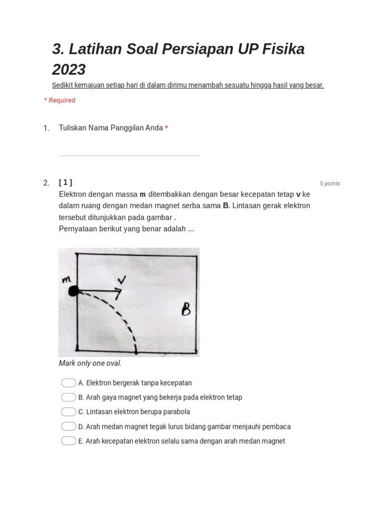 Latihan Soal Persiapan UP Fisika 2023 | PDF