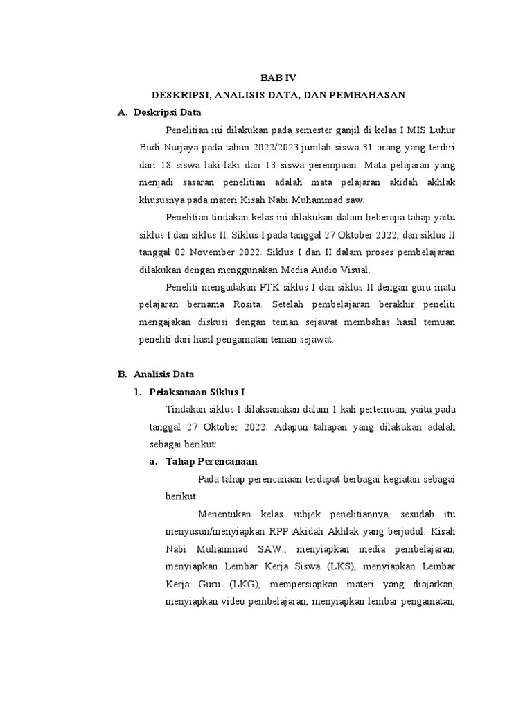 Laporan PTK 2 Bab IV | PDF