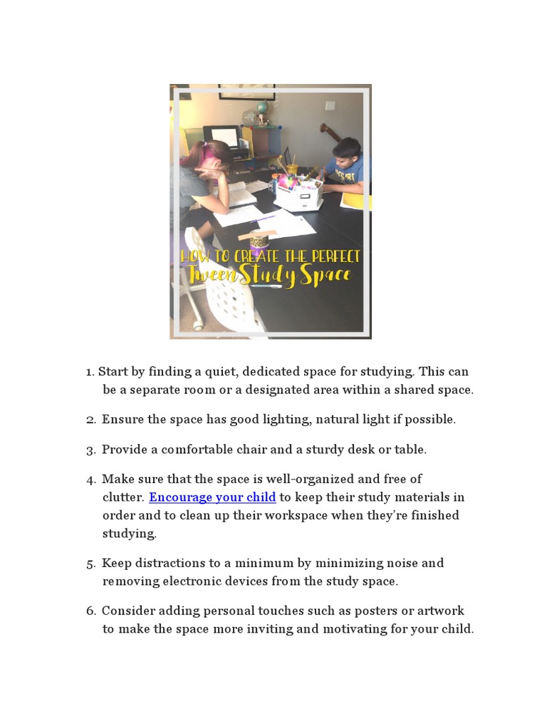 How To Create The Perfect Study Space For Your Child Pdf