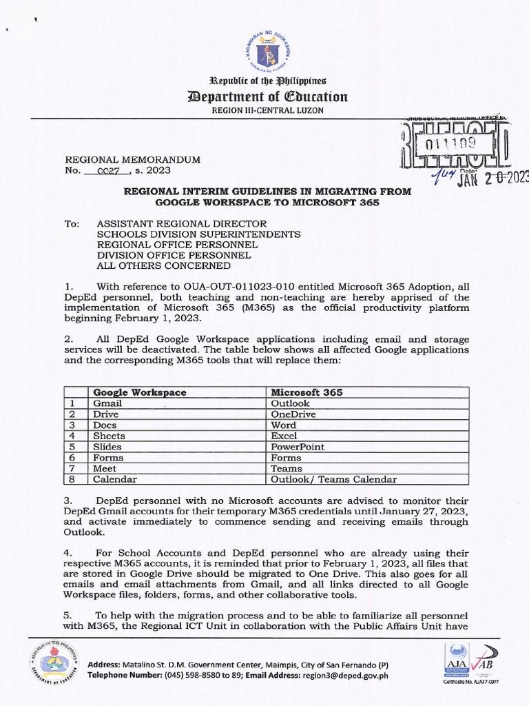 RM No.0027 S.2023 Regional Interim Guidelines in Migrating From Google ...