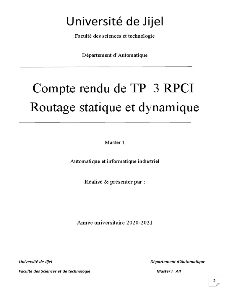 Université de Jijel: Faculté Des Sciences Et Technologie Département D ...