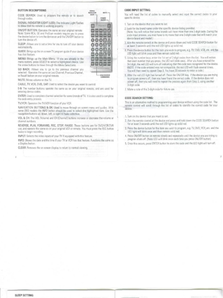 Innovage Jumbo Remote Manual | PDF | Videocassette Recorder | Remote Control